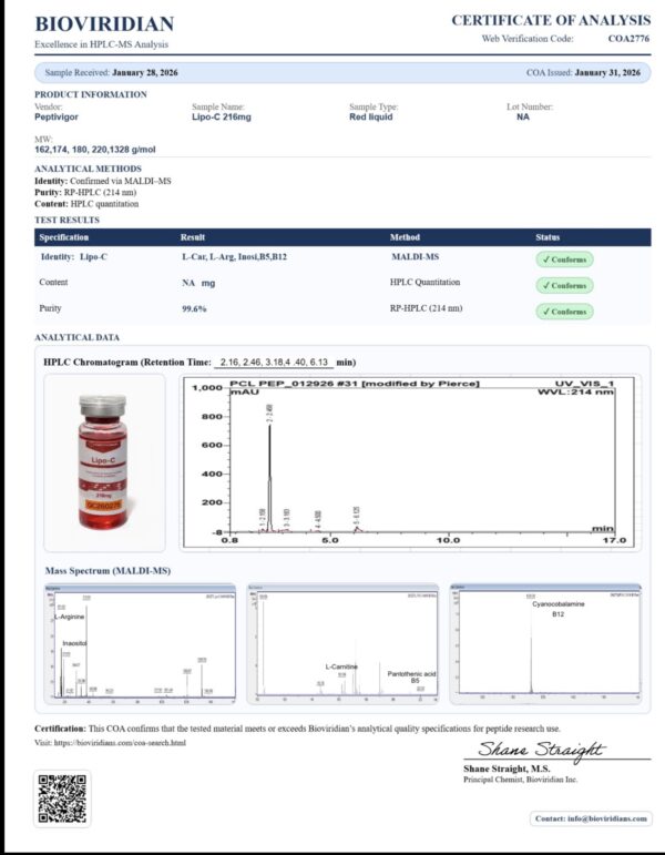 Lipo-C+ 10ml (216mg) – New & Improved Formula! – PeptiVigor